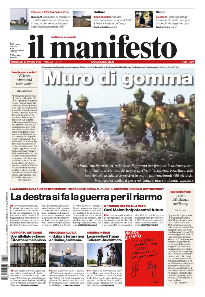 "IL MANIFESTO" * 20/05/2026 - «PRIMA PAGINA GIORNALE (SCARICA GRATIS ...