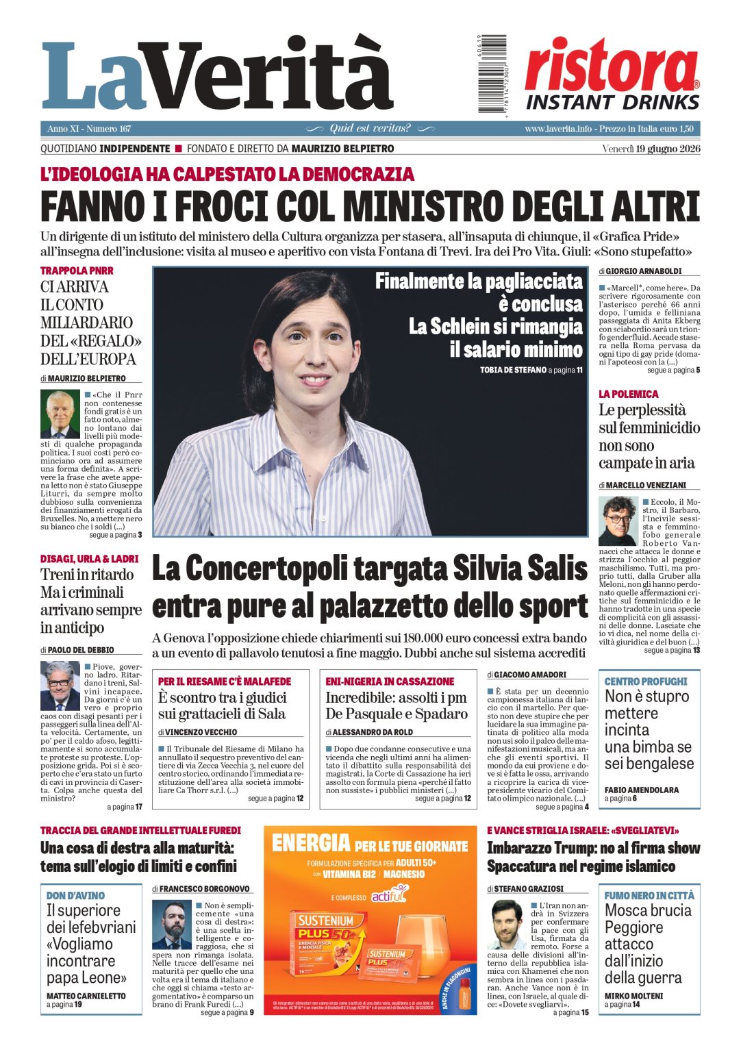 "LA VERITÀ" * 19/06/2026 - «PRIMA PAGINA GIORNALE (SCARICA GRATIS PDF ...