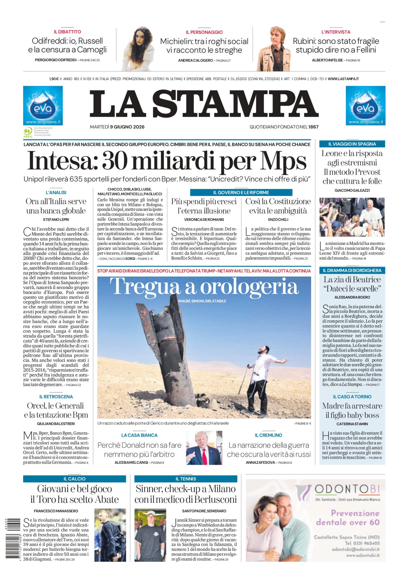 "LA STAMPA" * 09/06/2026 - «PRIMA PAGINA GIORNALE (SCARICA GRATIS PDF ...