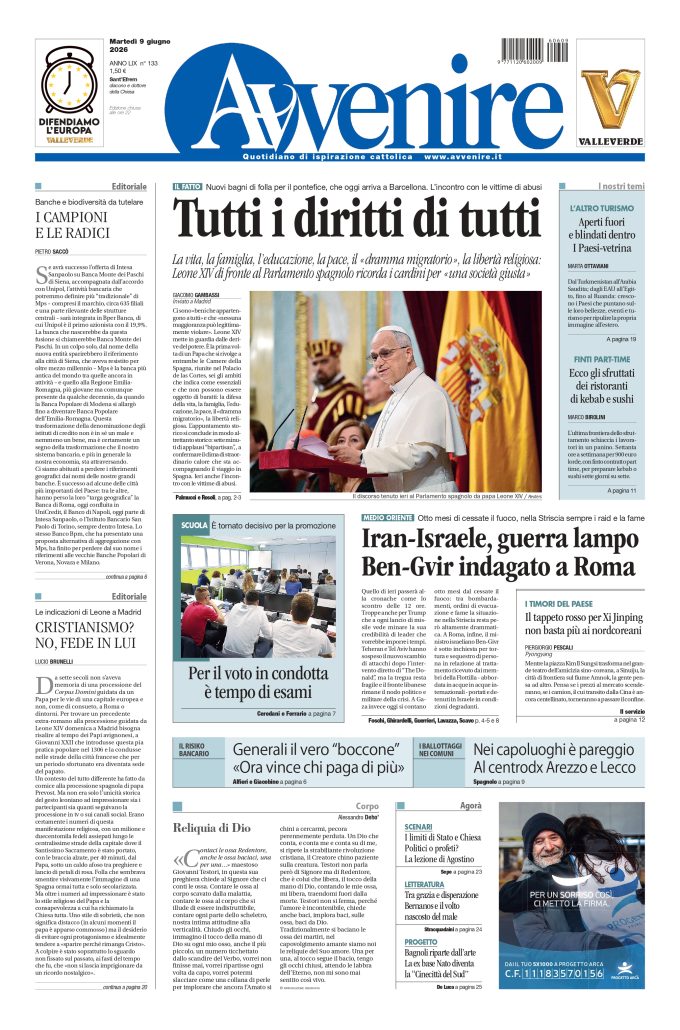 "AVVENIRE" * 09/06/2026 - «PRIMA PAGINA GIORNALE (SCARICA GRATIS PDF ...