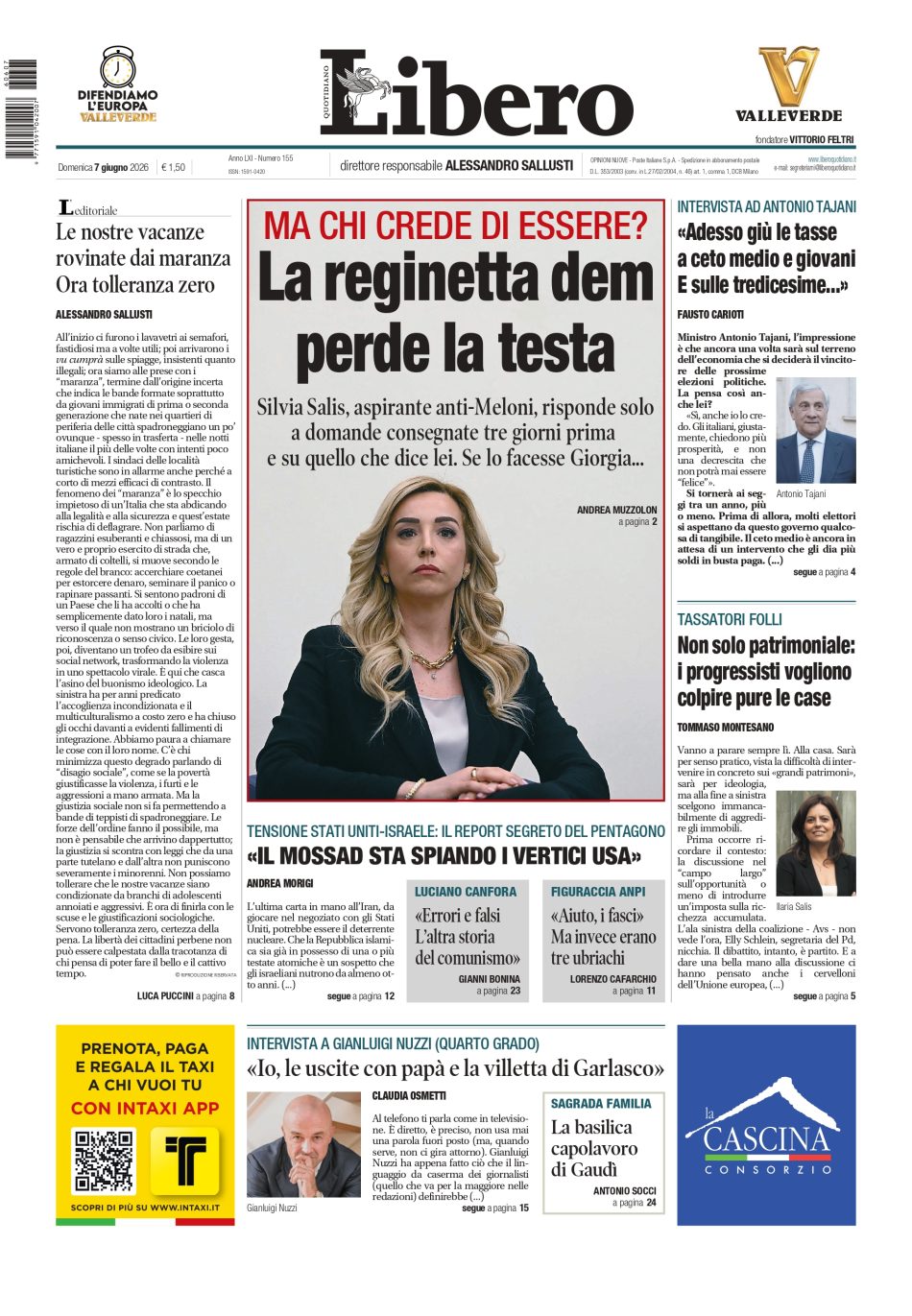 "LIBERO" * 07/06/2026 - «PRIMA PAGINA GIORNALE (SCARICA GRATIS PDF ...