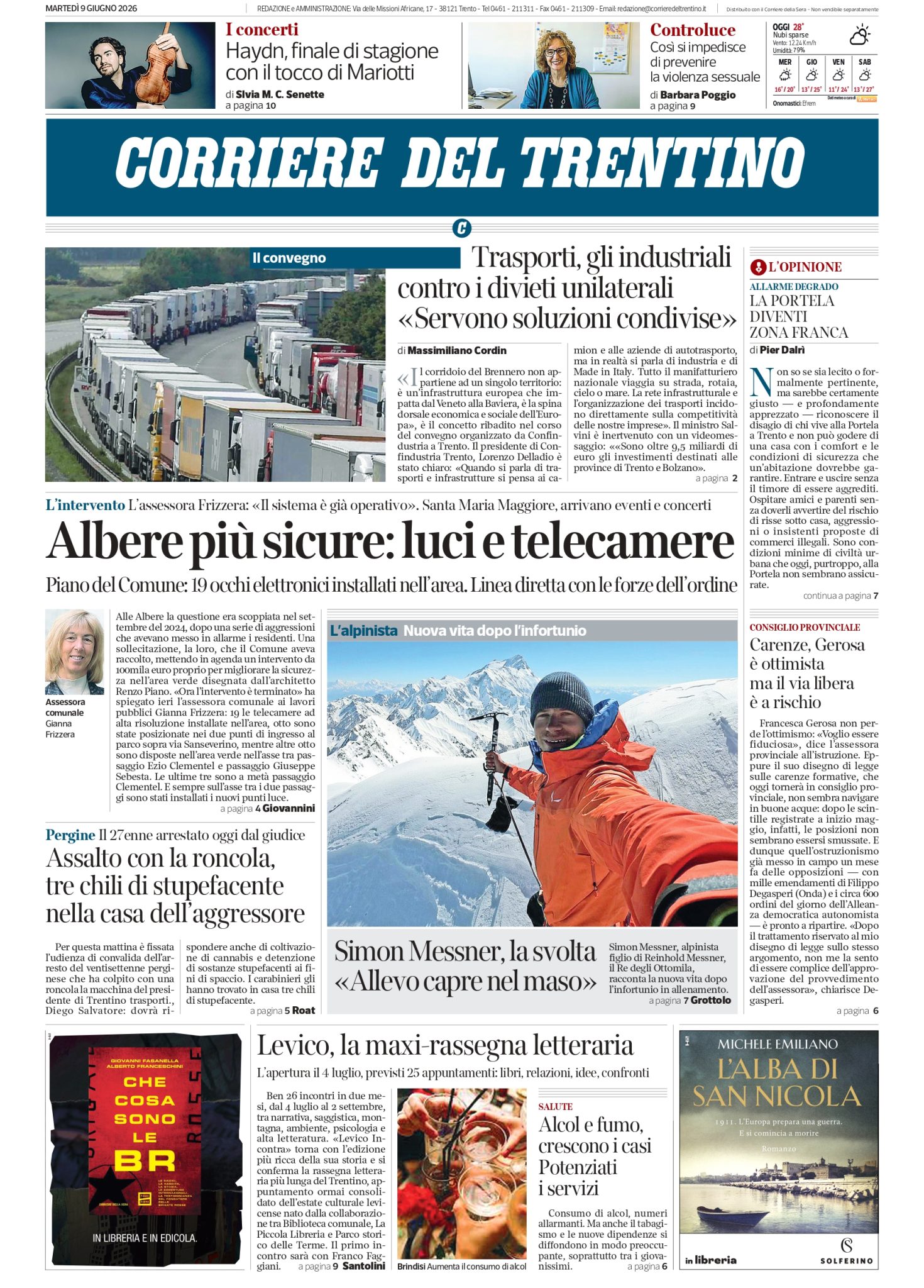 "CORRIERE DEL TRENTINO" * 09/06/2026 - «PRIMA PAGINA (SCARICA GRATIS ...